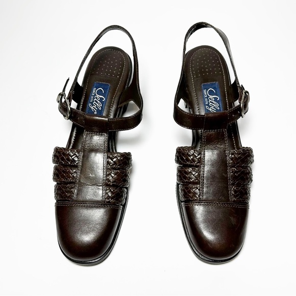 Selby | Shoes | Selby Vintage Brown Leather Sling Back Sandals Size 7 ...